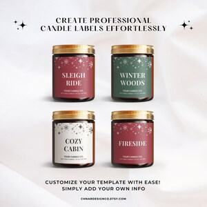 Christmas Candle Label, Winter Candle Jar Label Canva Template ...