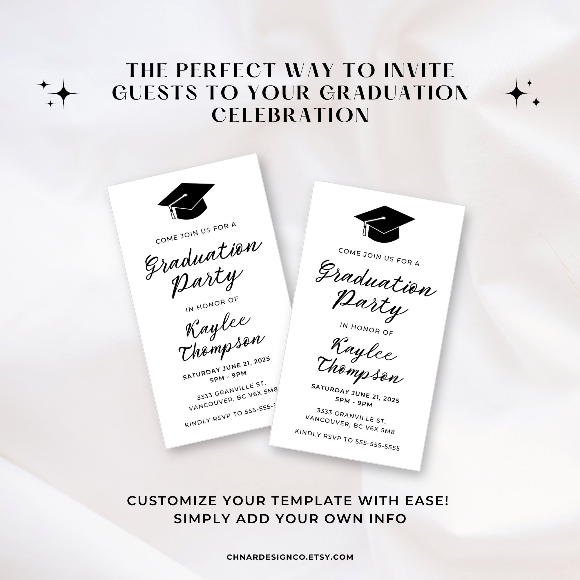 Graduation Party Insert Template, Editable Grad Party Invite Graduation ...