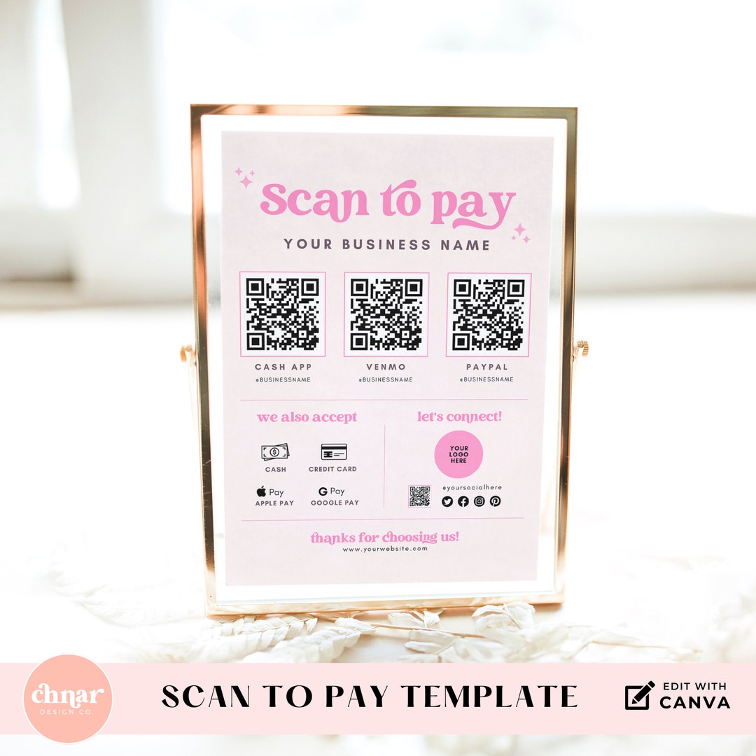 Scan to Pay to Zelle Sign With QR Code for Hair Salons and Small ...