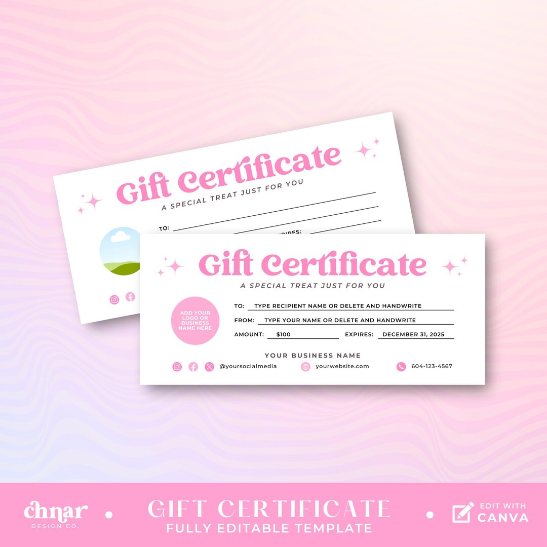 Lash Gift Voucher Template, Printable Small Business Christmas Gift ...