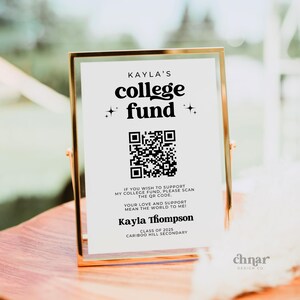 College Fund QR Code Template, Editable Graduation Gift Insert Card ...
