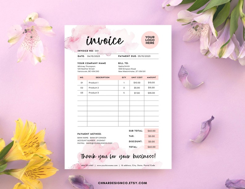 Simple Sales Invoice Template Canva Template Invoice - Etsy