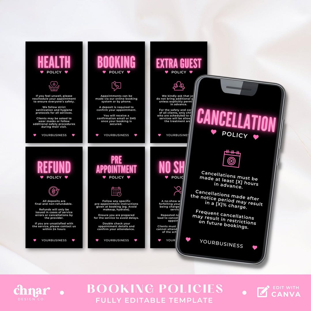 Booking Policy Template for Instagram Story, Editable Nail Lash Tech ...