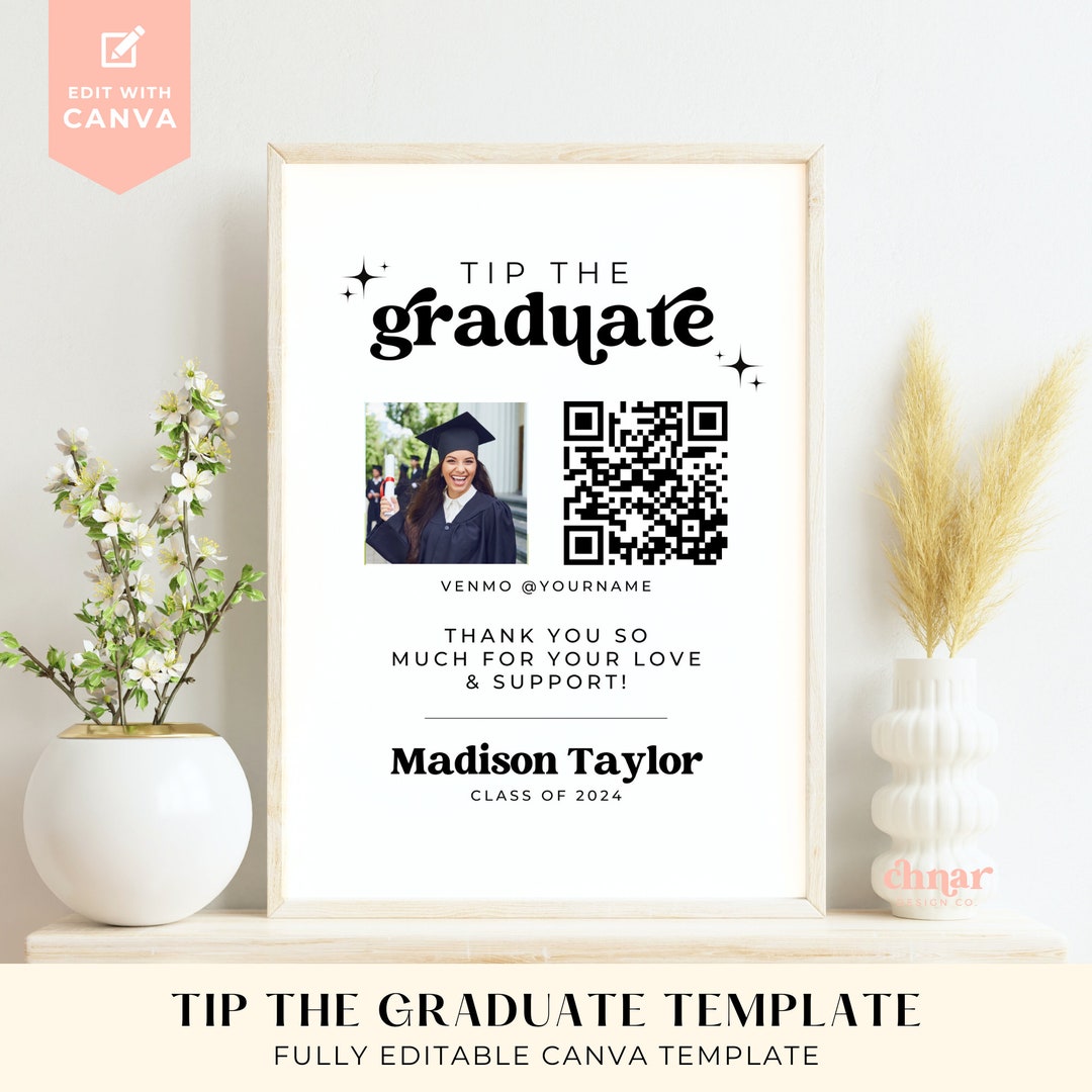 College Fund Template With Photo, Printable Tip the Graduate Sign ...