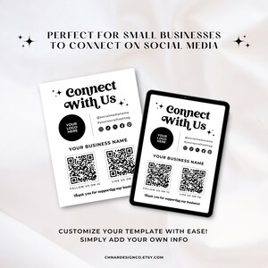 Scan to Connect With Us Editable QR Code, Printable Lets Get Social ...