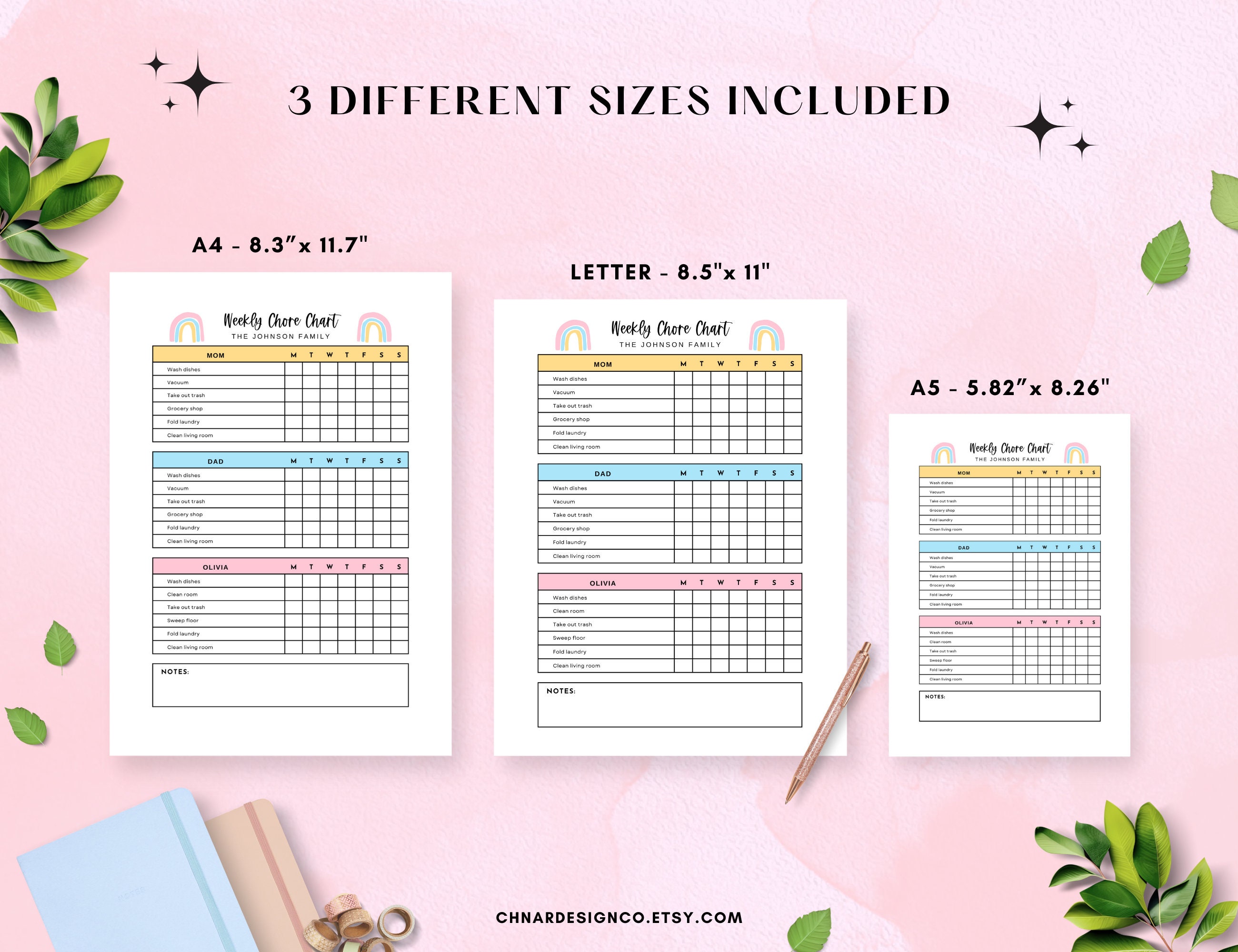 Editable Cleaning Schedule Template, Family Chore Chart, Editable PDF ...