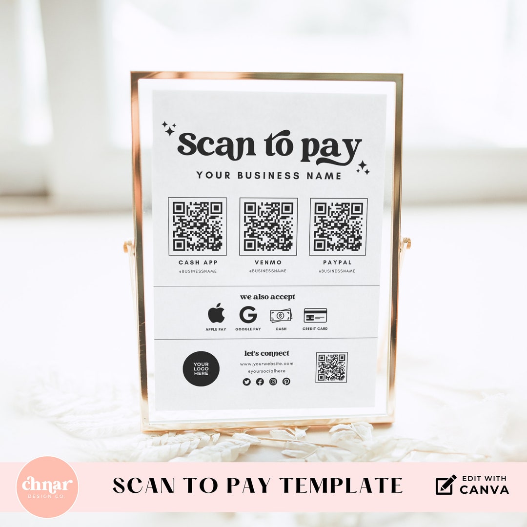 Editable QR Code Sign for Nail Artist, Hair Salon, Scan to Pay Template ...