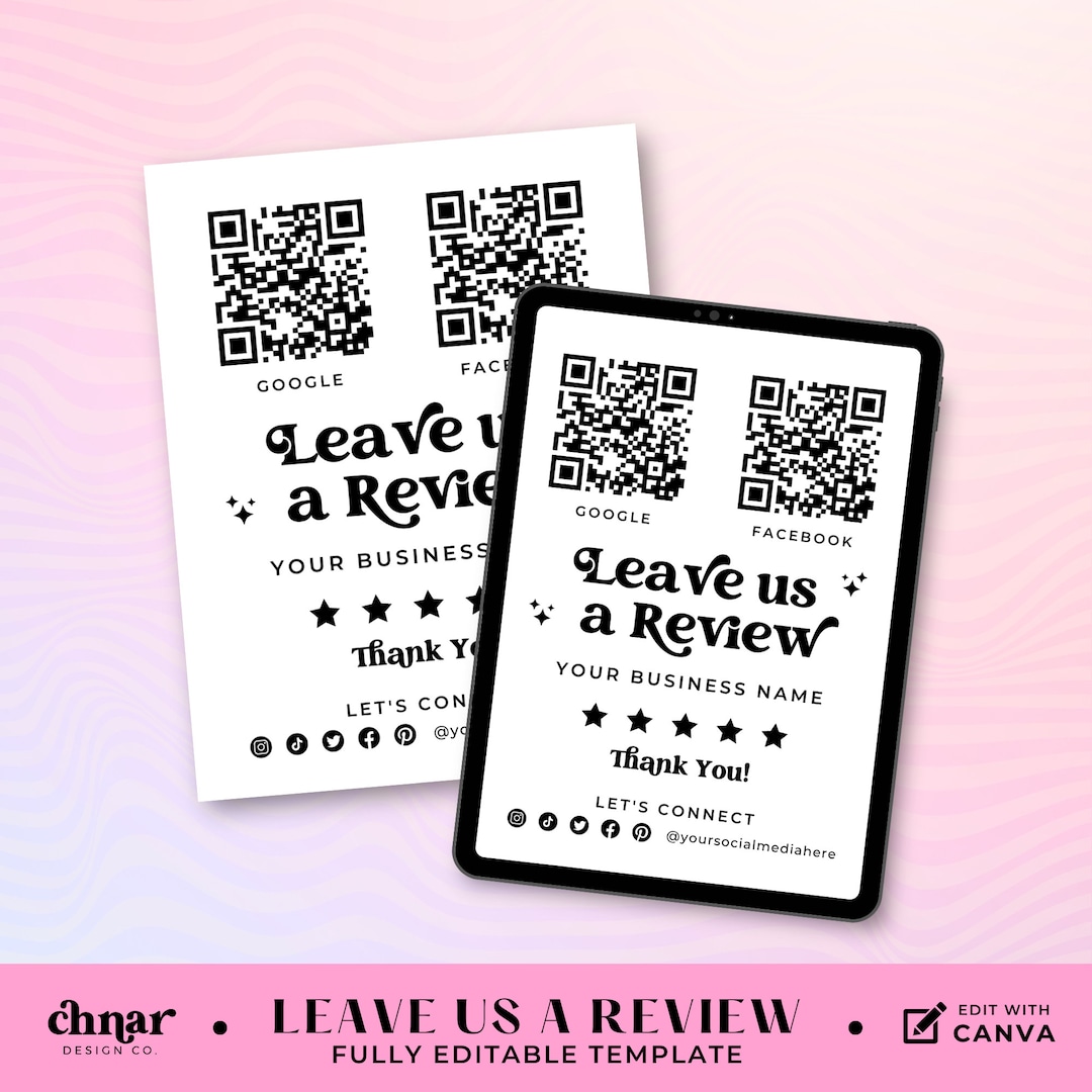 QR Code Business Review Sign, Printable Leave Us a Review Template ...