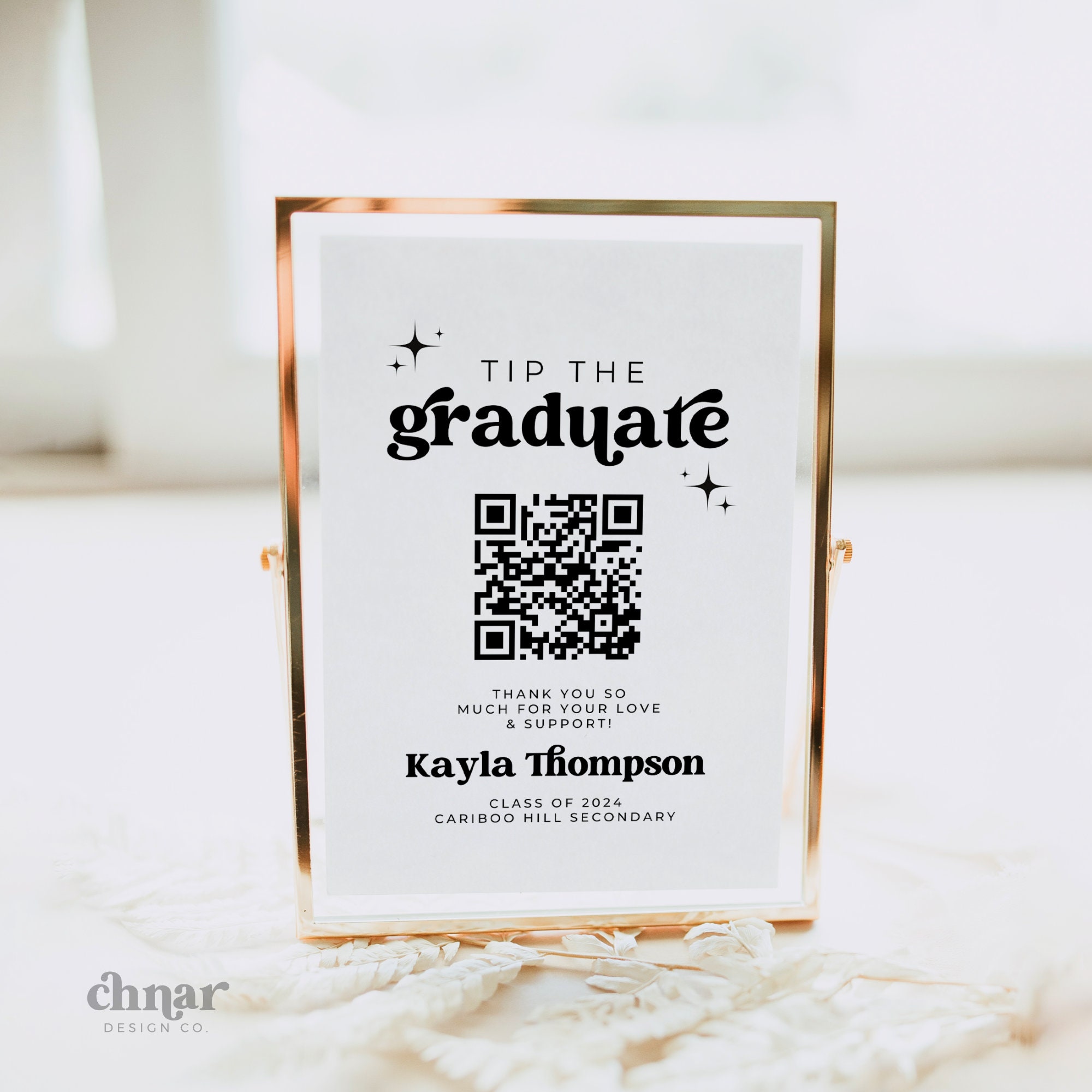 Tip the Grad Sign, College Fund QR Code Template, Printable Highschool ...
