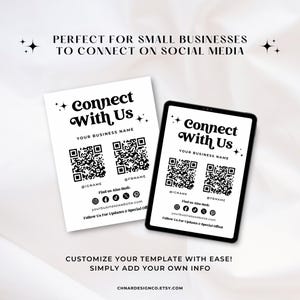 Connect With Us Template, Lets Get Social QR Code, Editable Follow Us ...