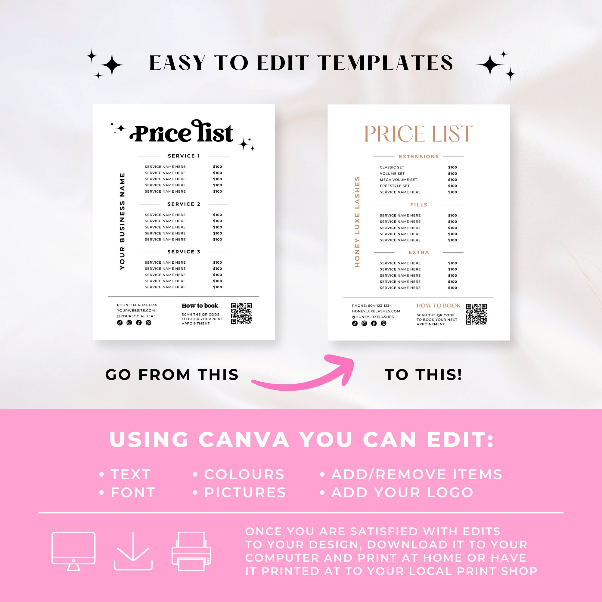 Minimal Price List Template, Premade Pricing Flyer Design for Hair ...