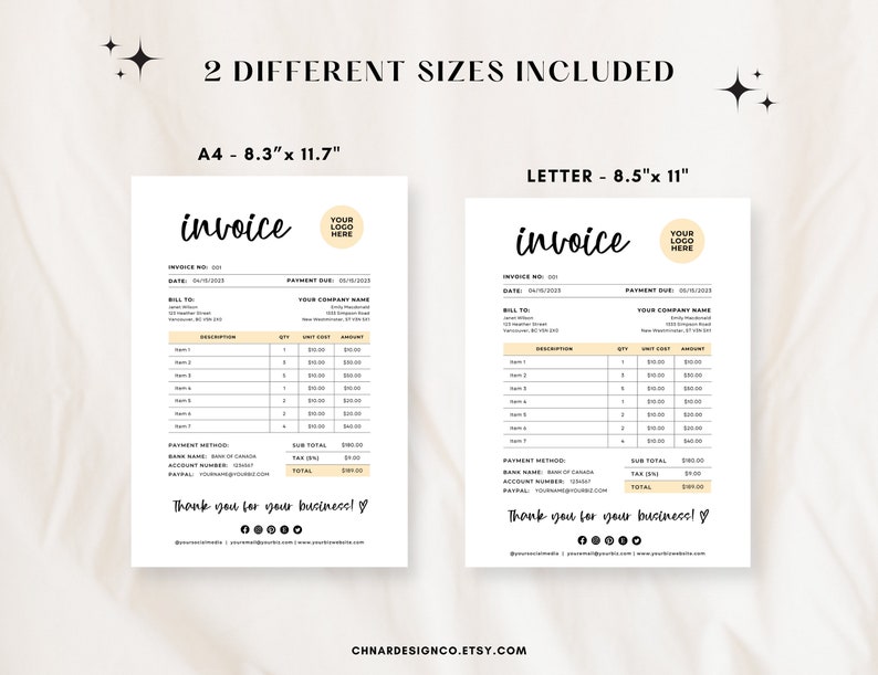 Simple Billing Invoice Template, Invoice Template for Influencer ...