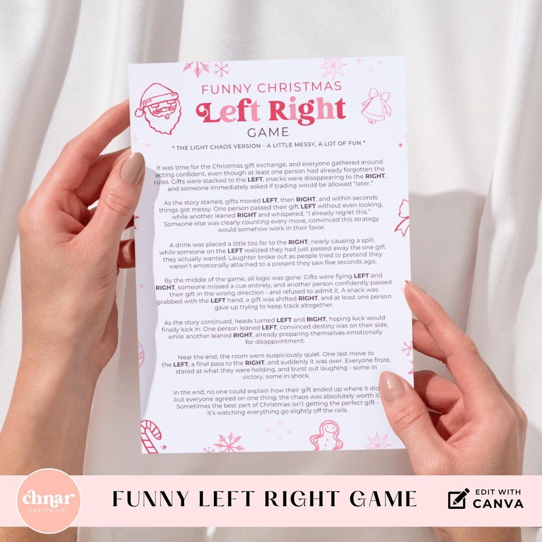 Funny Christmas Left Right Game Story, Printable Pass the Present Story ...