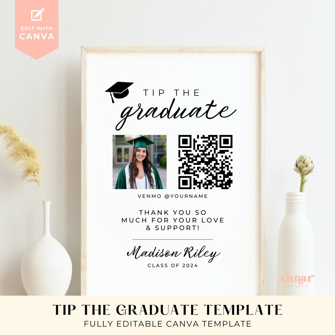 College Fund Template With Editable QR Code, Printable Tip the Graduate ...