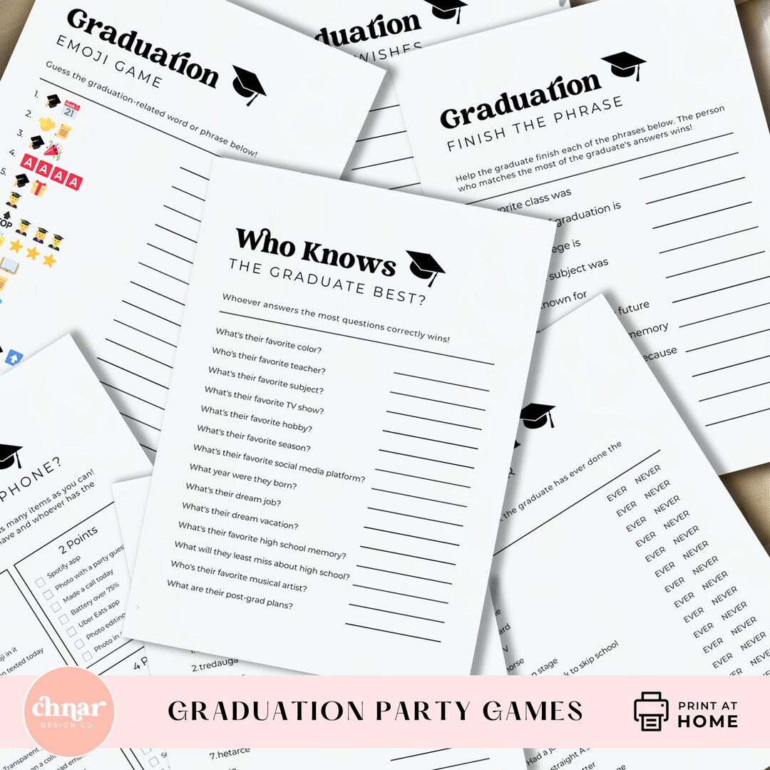 Modern Graduation Games for High School Seniors, Printable 2025 Grad ...