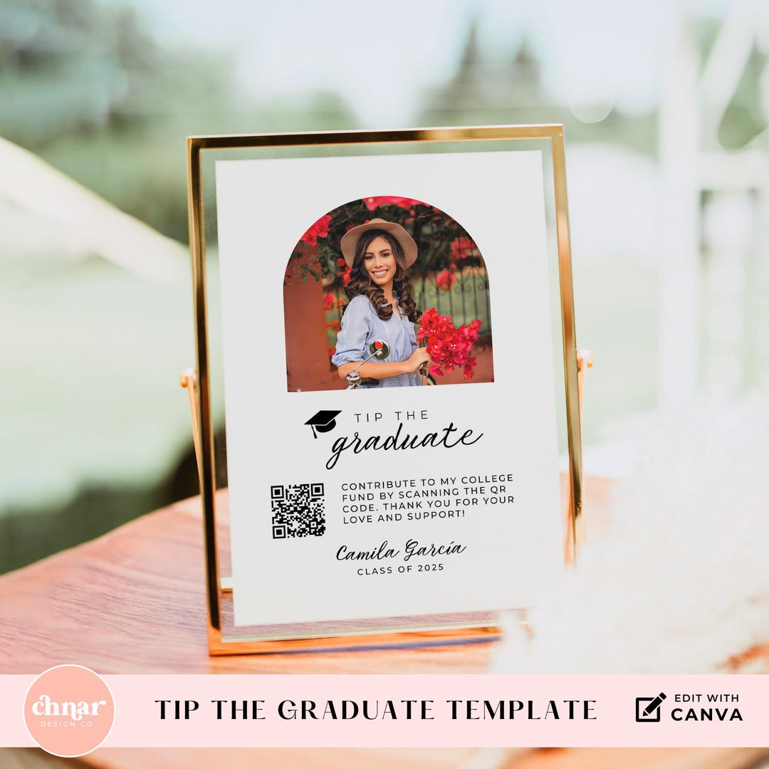 College Fund QR Code Sign, DIY Tip the Graduate Signage, Grad Party ...