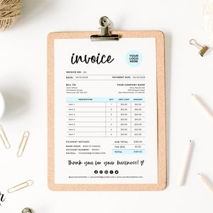 Invoice Template for Influencer, Canva Template, Sales Invoice Template ...