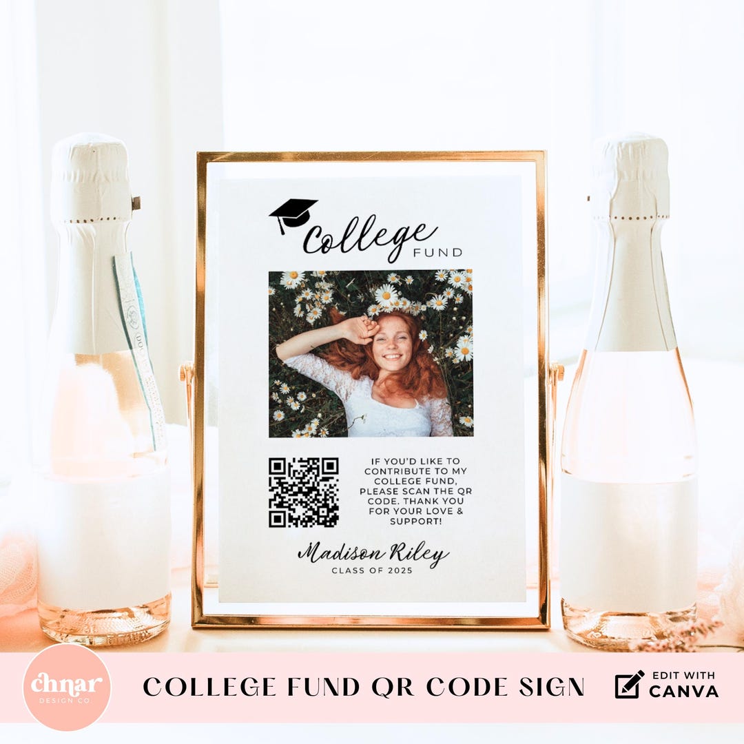 College Fund QR Code Sign Template, Printable College Fund Card With ...