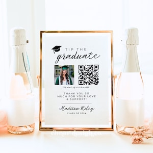 QR Code for Grad Party, DIY Tip the Grad Table Sign, Venmo Cash Gift ...