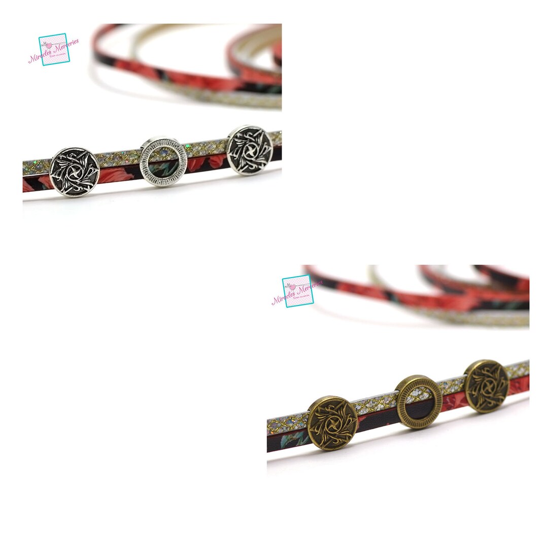 10 Loop Beads/slides for Leather Strap 039a Star 18x5 Mm, Silver ...