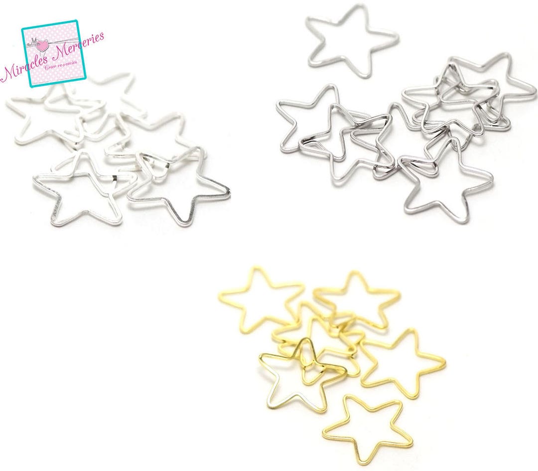 20 Thin star Connectors 20x20 Mm, Light Silver/silver/gold - Etsy Hong Kong