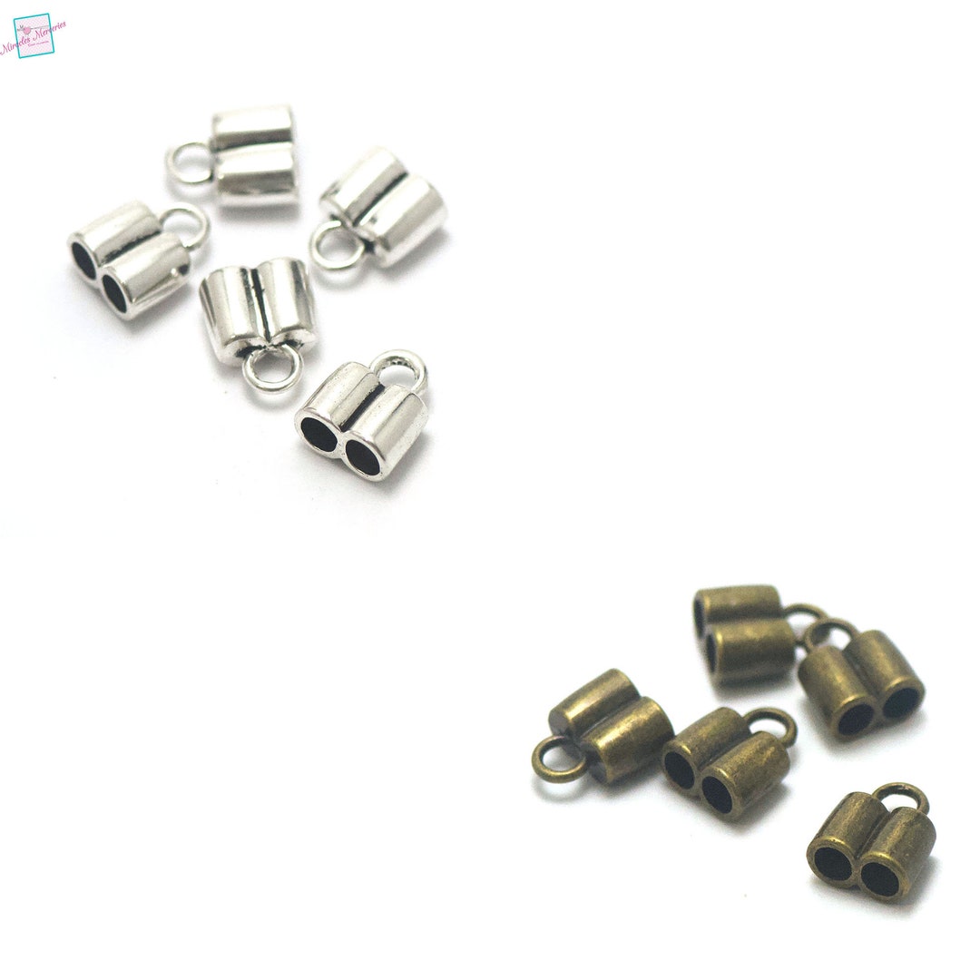 10 End Caps for double Round Leather Strap 16x13x7 Mm, Silver/bronze ...