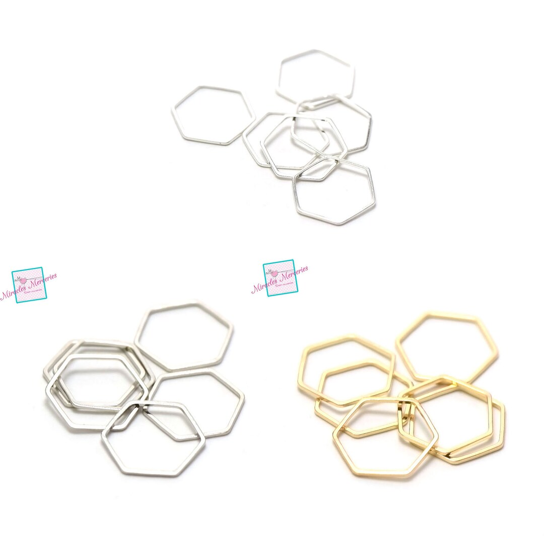 20 hexagonal Thin Connectors 20x20 Mm, Light Silver / Silver / Gold - Etsy