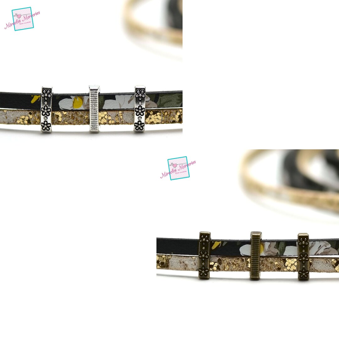 10 Loop Beads/slides for Leather Strap 015 15x4x6 Mm, Silver/bronze - Etsy