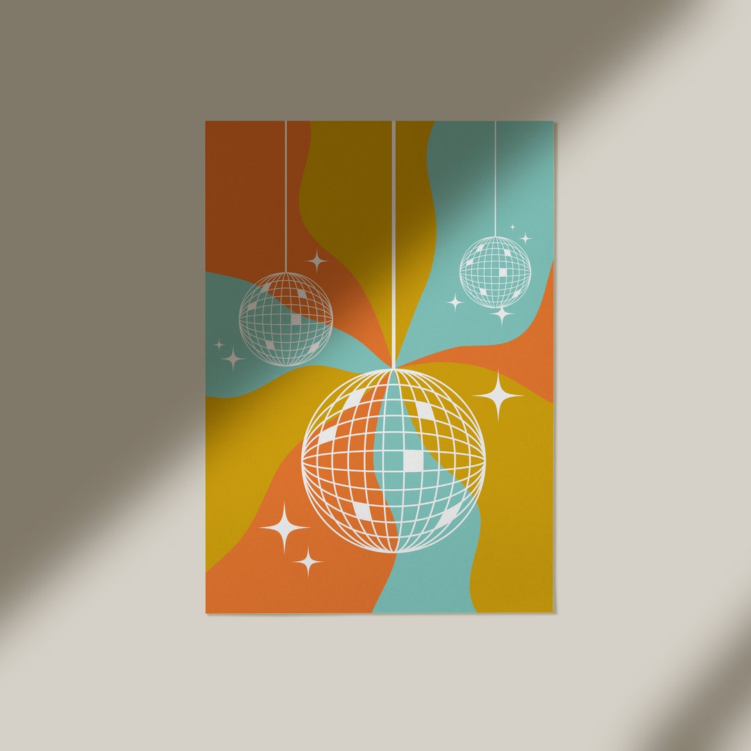 Printable / Groovy / 70s / Retro / Disco Ball / Digital /art Print ...