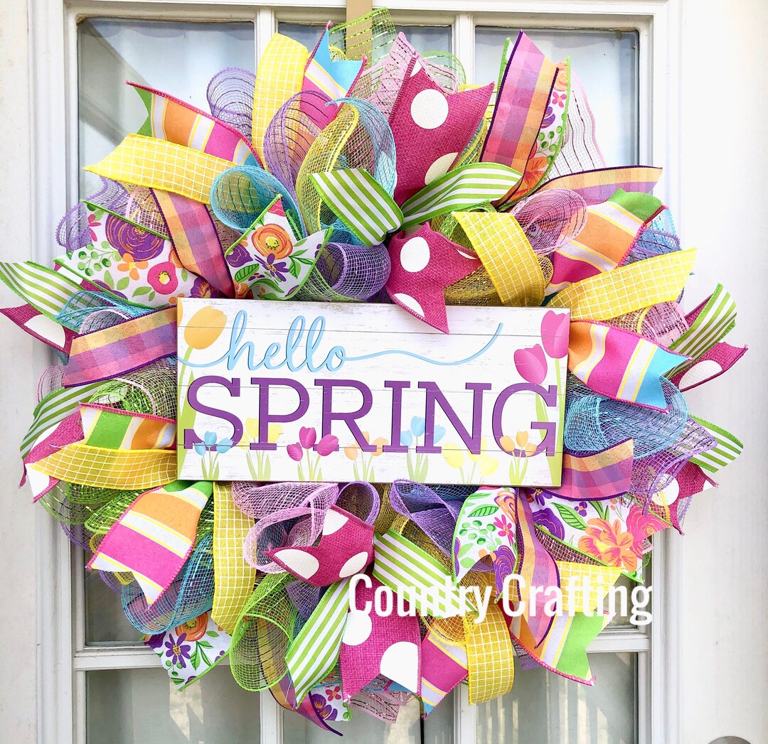 Hello Spring, Spring Wreath, Everyday Spring, Spring Wreath for Front ...