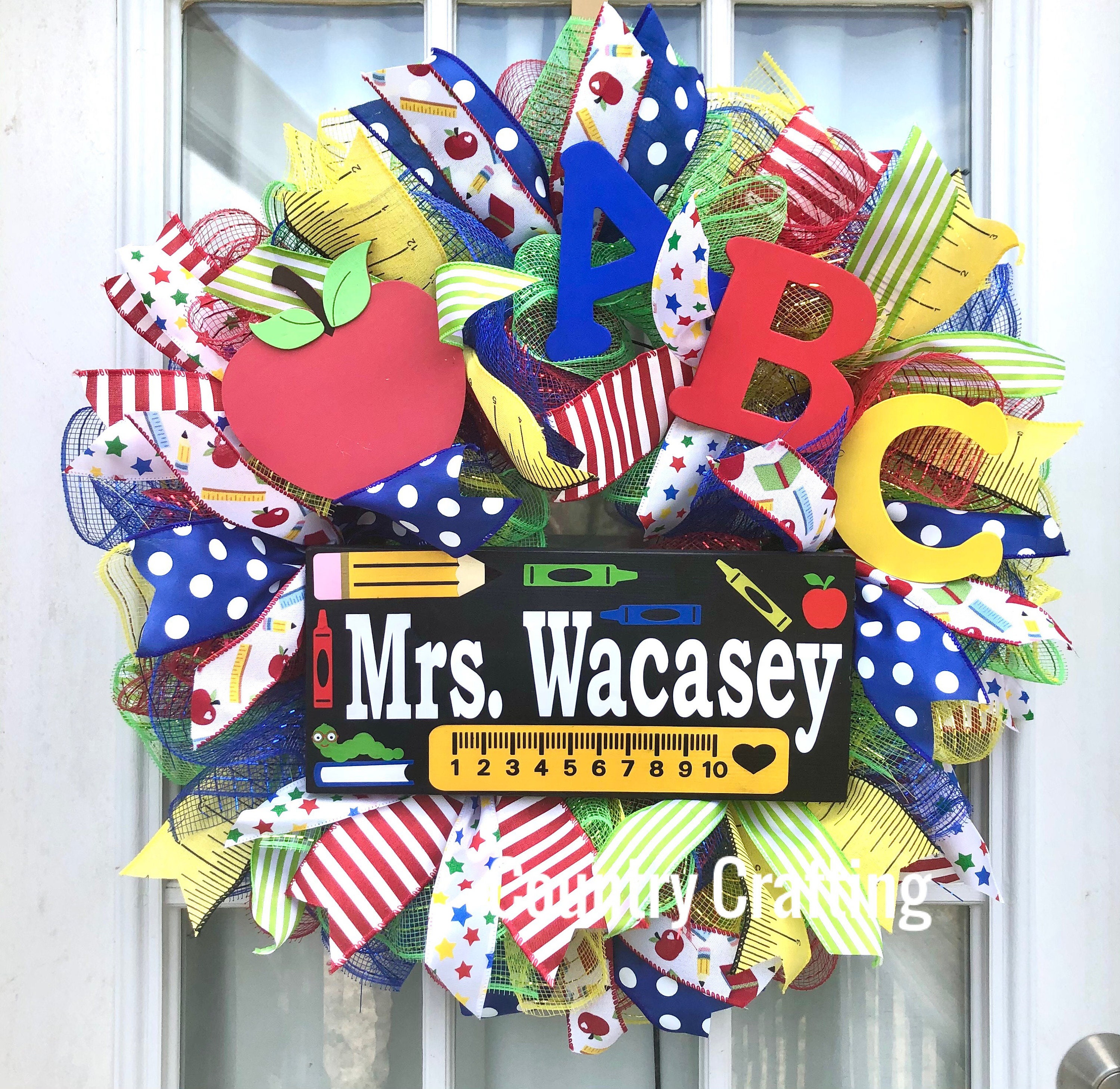 Personalized Teacher Classroom Wreath, ABC Decor, Back to School - Etsy