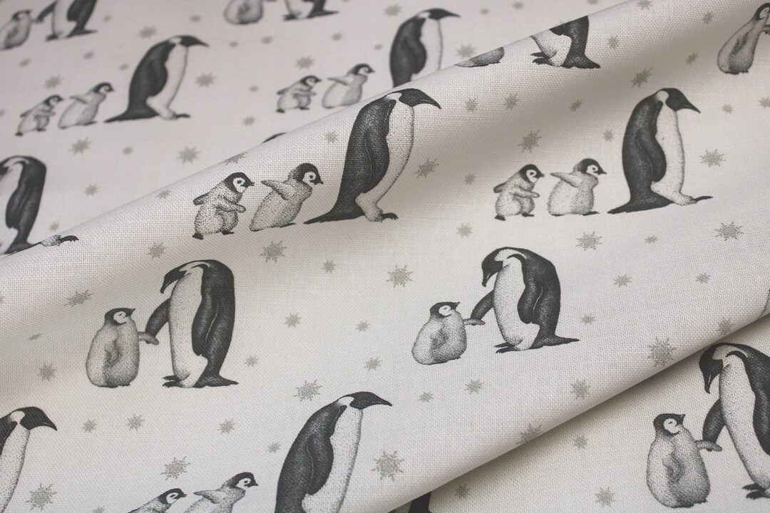100% Natural Penguin Print Linen Fabric by the Metre - Etsy