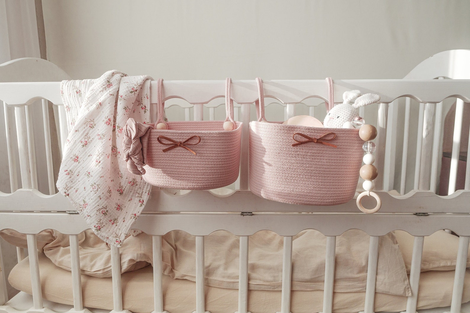 Crib Hanging Basket for Baby Crib Pocket Organizer Newborn - Etsy