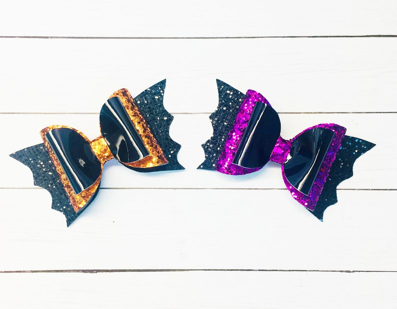 Halloween Bat Glitter Hair Bow Halloween Bat Hair Bow | Etsy