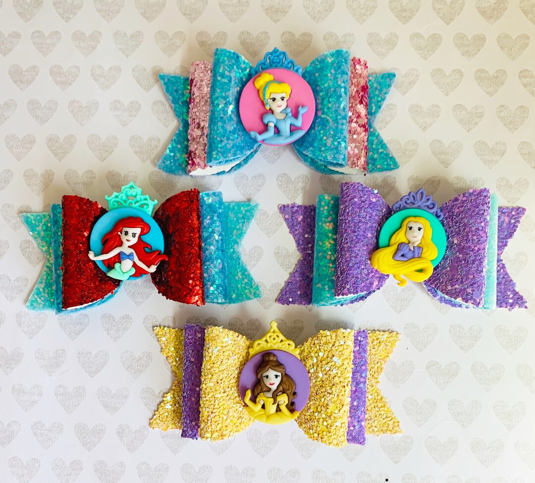Princess Hair Bows, Princess Hair Clips, Disney Princess Bows, Disney ...
