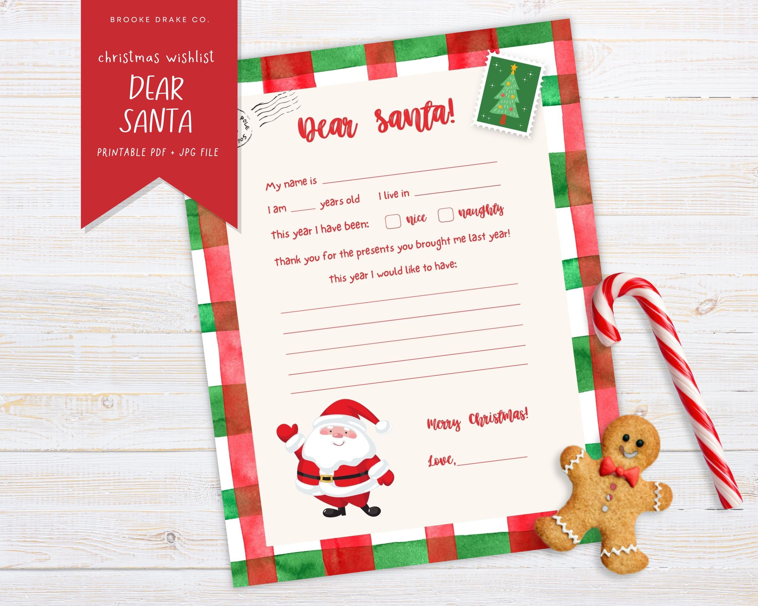 Letter to Santa Colouring Page, Printable Dear Santa Letter, Christmas ...