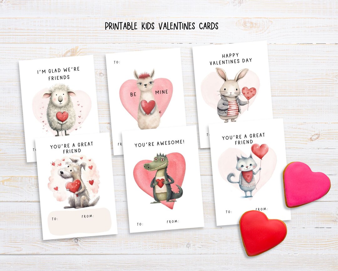 Valentine's Day Cards for Kids, Printable Classroom Valentines Cards ...