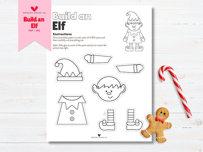 Christmas Build-a-craft Elf Printable: Holiday Kids Activity (digital ...