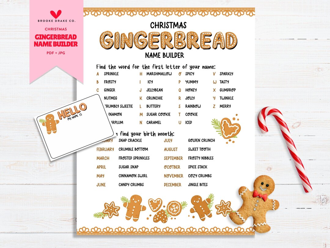 What’s Your Gingerbread Name? Printable Game: Fun Holiday Party ...