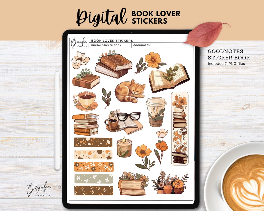 Book Lover Digital Stickers, Goodnotes Sticker Book, Digital Planner ...