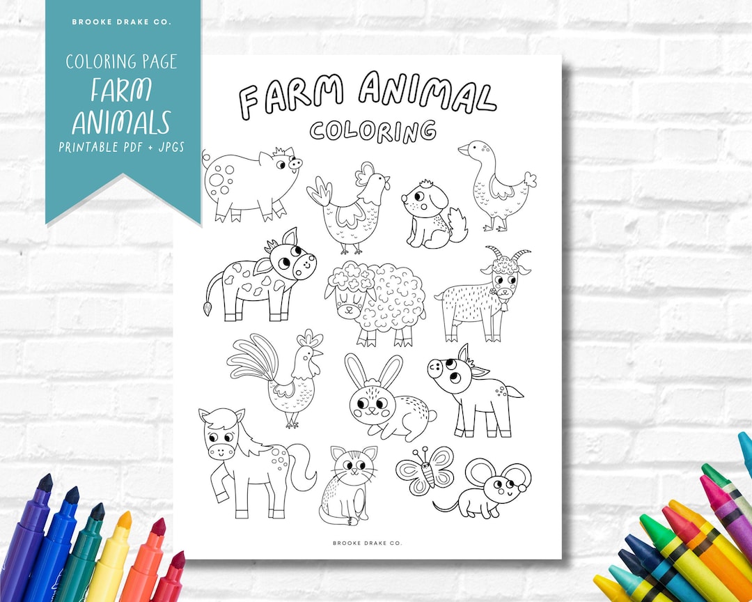 Farm Animal Coloring Page: Preschool Activity (PDF, JPG) - Etsy