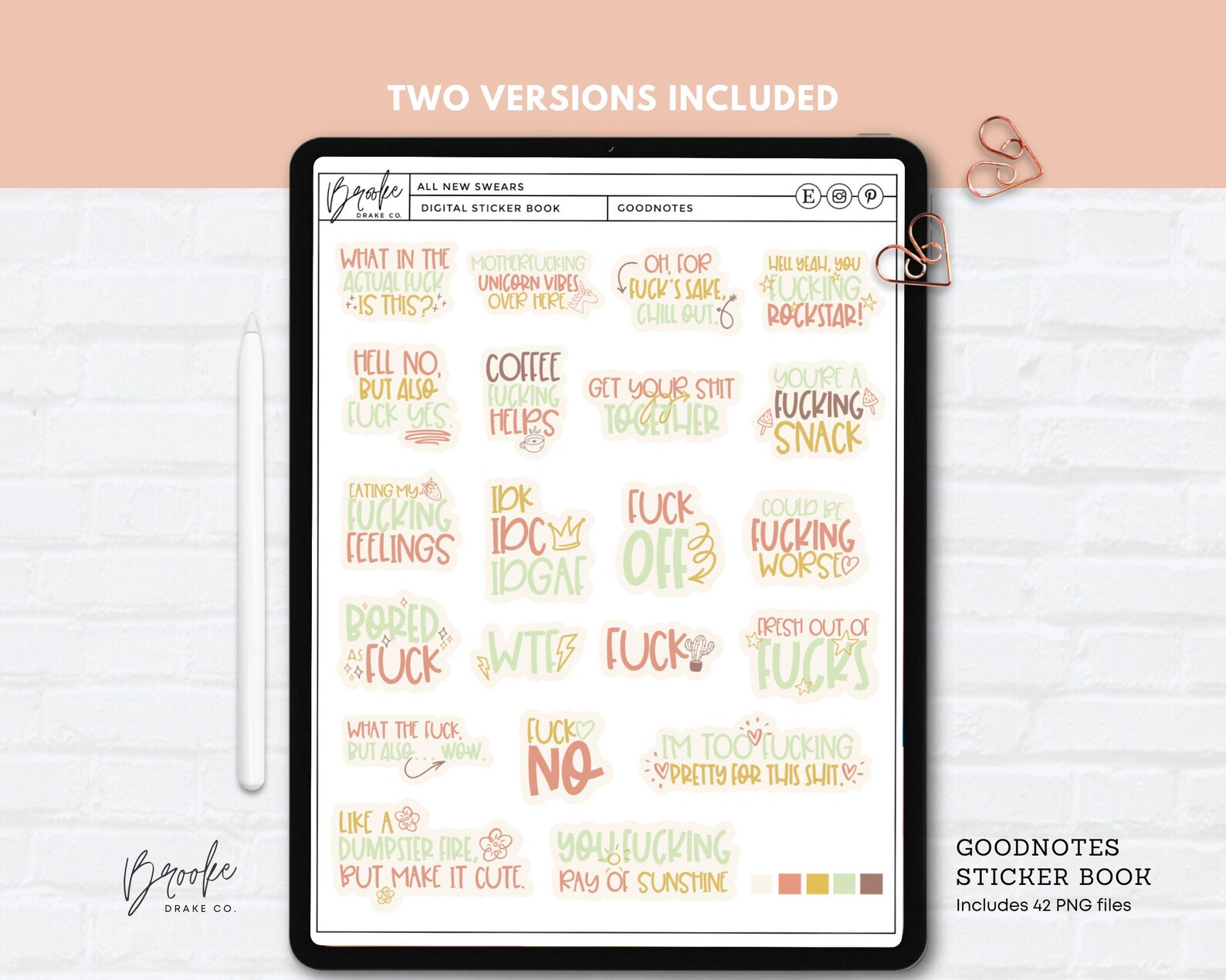 Swear Word Stickers: Digital Planner Stickers for Goodnotes (PNG) - Etsy