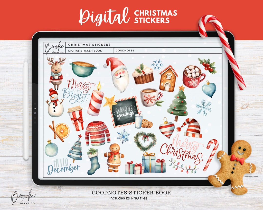 Christmas Goodnotes Stickers: Watercolor Holiday Pngs (digital Download ...