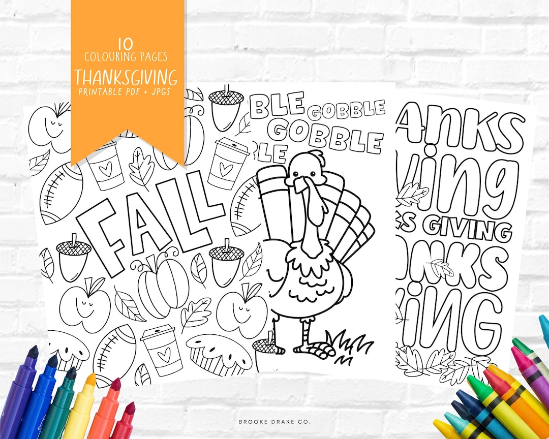 Thanksgiving Coloring Pages for Kids: Fall Activity (digital Download ...