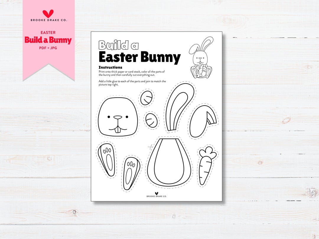 Easter Build a Bunny Printable: Kids Colouring Activity (instant ...