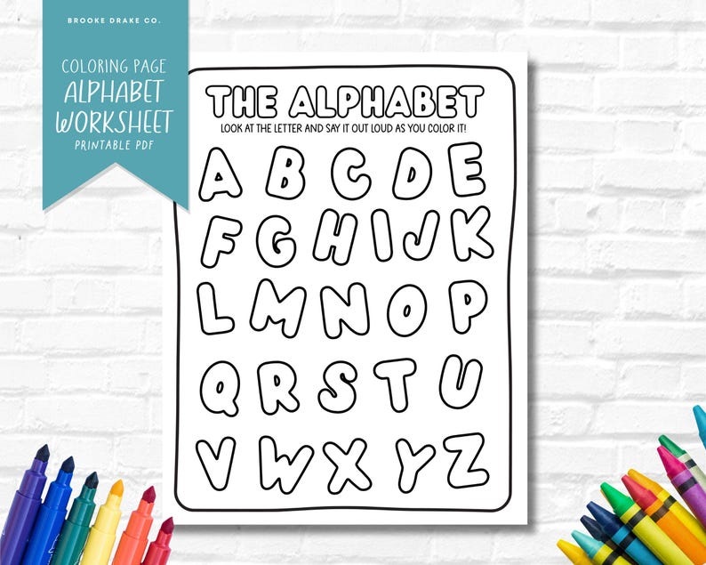 Alphabet Coloring Page: A-Z Printable Activity (PDF, PNG, JPG) - Etsy