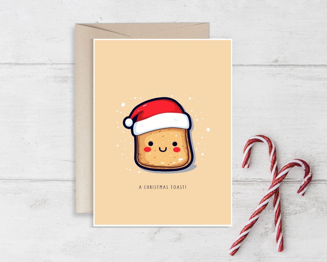 Christmas Toast Card Printable Greeting Card Instant Digital - Etsy