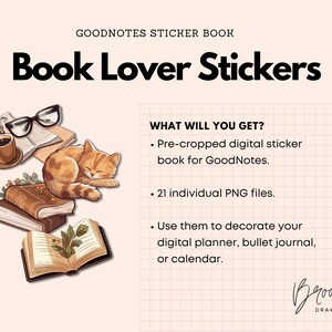 Book Lover Digital Stickers, Goodnotes Sticker Book, Digital Planner ...