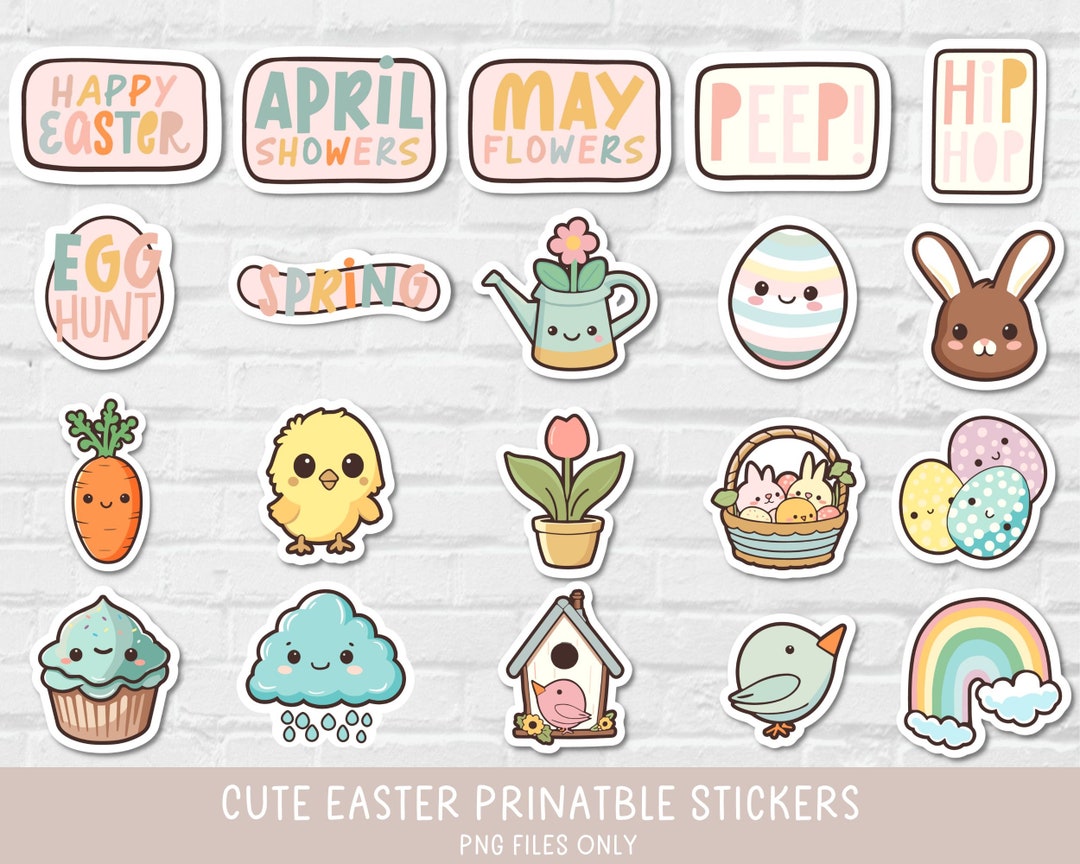 Printable Easter Stickers, Printable Spring Stickers, Cricut, Instant ...