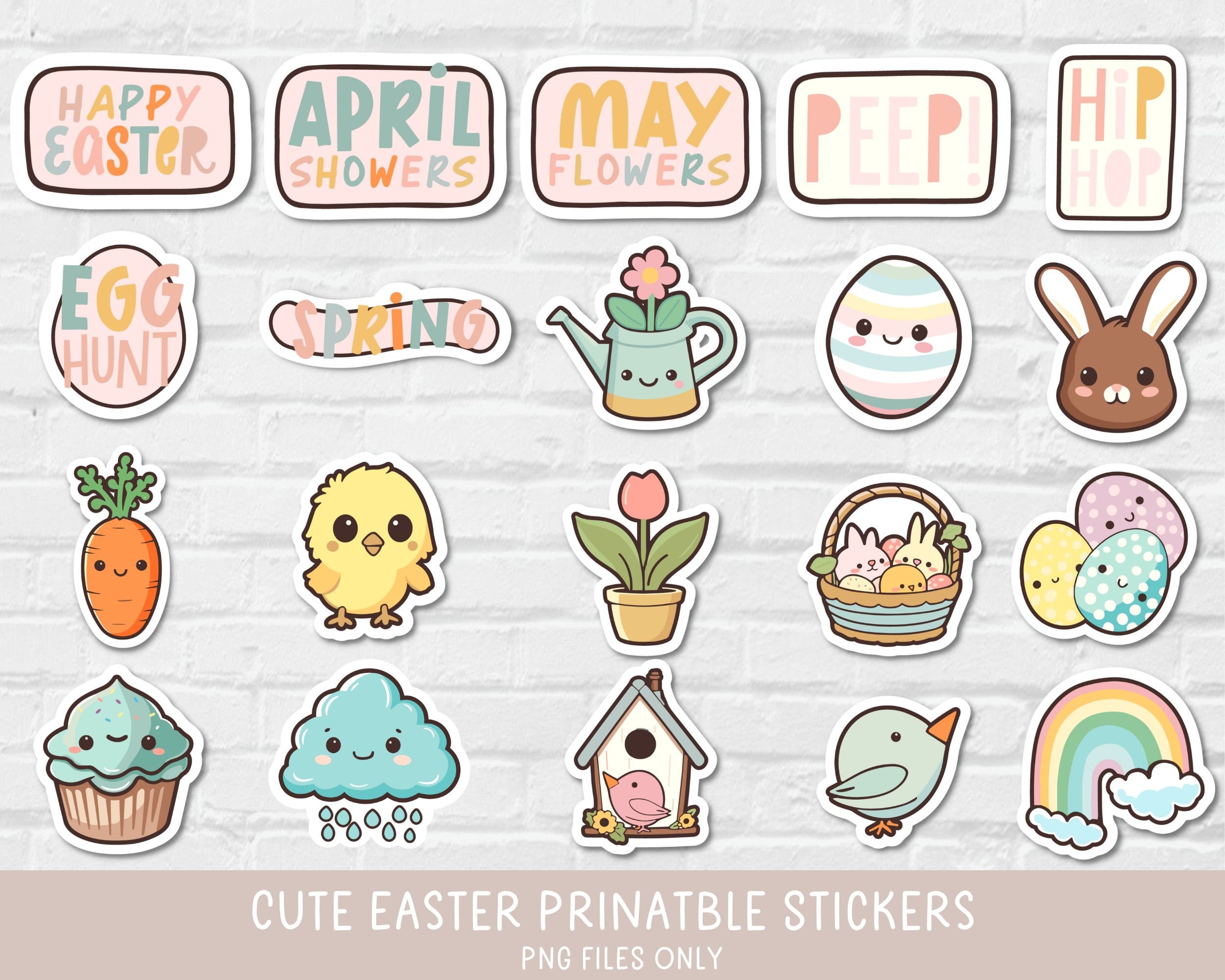Printable Easter Stickers, Printable Spring Stickers, Cricut, Instant ...